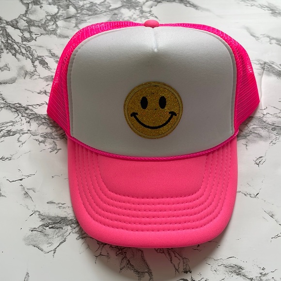 Accessories | Hot Pink Smiley Trucker Hat | Poshmark